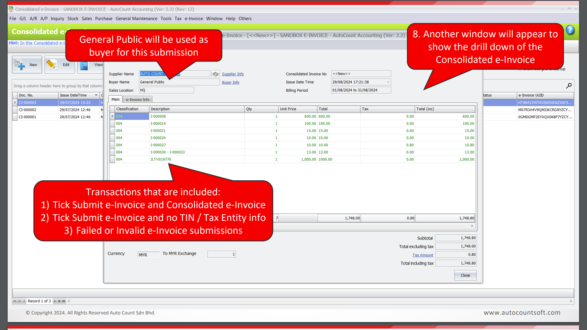 ATC.E3 : Accounting 2.2 - E-Invoice: How to perform Consolidated e-Invoice